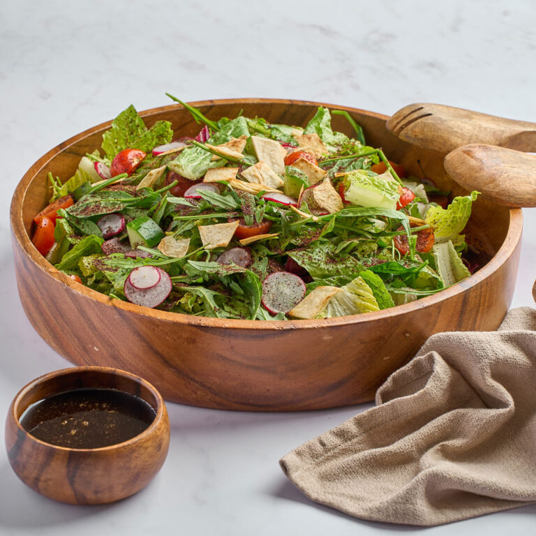 Fattoush Salad with Pomegranate Molasses Dressing - Colour My Plate